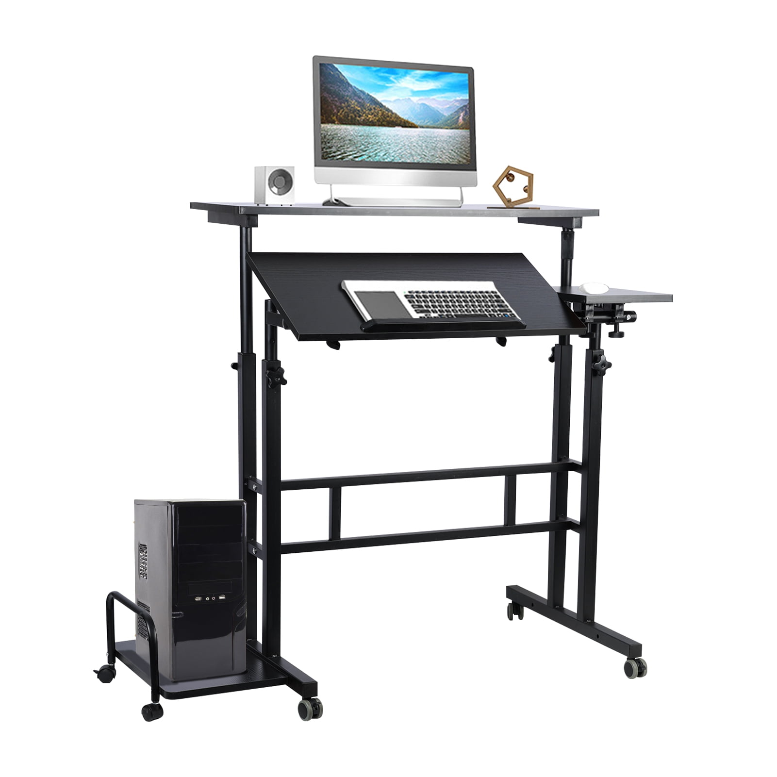 Limorve Mobile standing desk, adjustable rolling computer desk ...