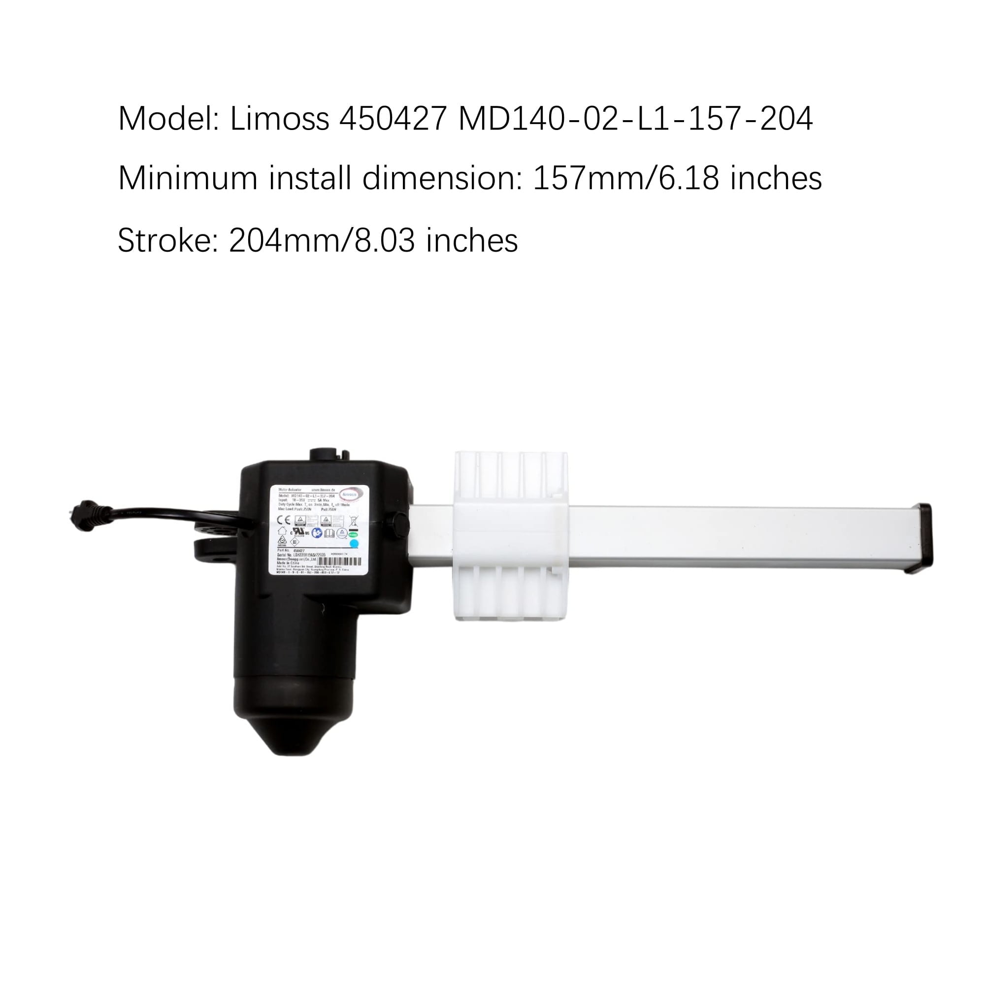 Limoss 450427 Recliner Motor Actuator Model MD140-02-L1-157-204 for ...