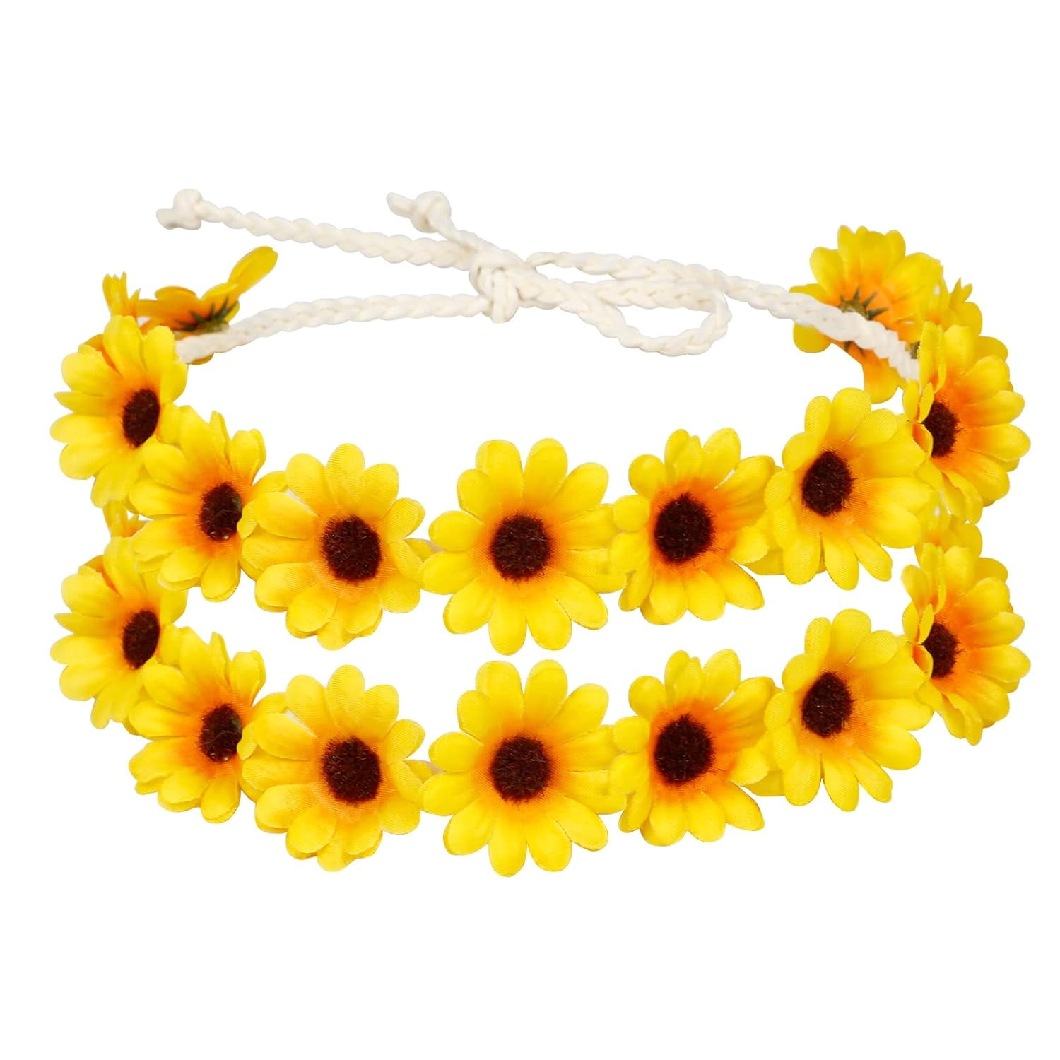 LinYooLi 2 Packs Daisy Flower Crown Headbands For Women Baby Girl ...