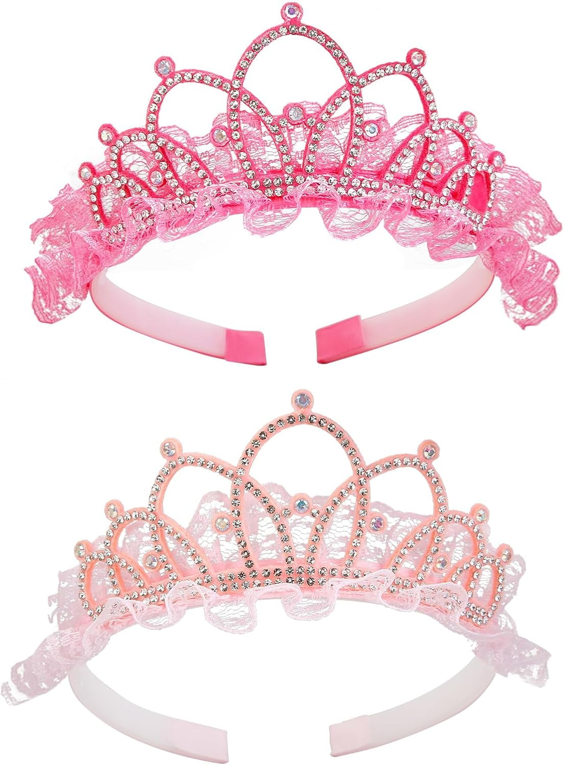 LinYooLi 2 Pcs Crown Tiaras for Women Pink Princess Crown Crystal ...