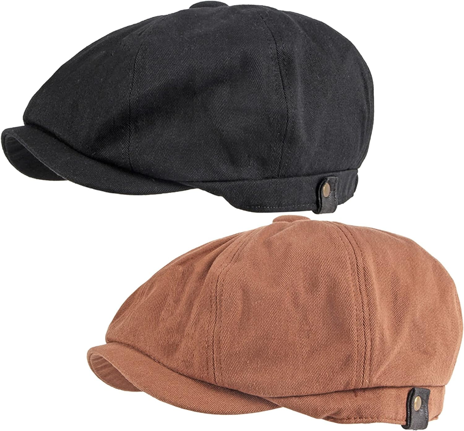 LinYooLi 2 Pieces Men`s Newsboy Cap Visor Beret Hats Soft 8 Panels Golf ...