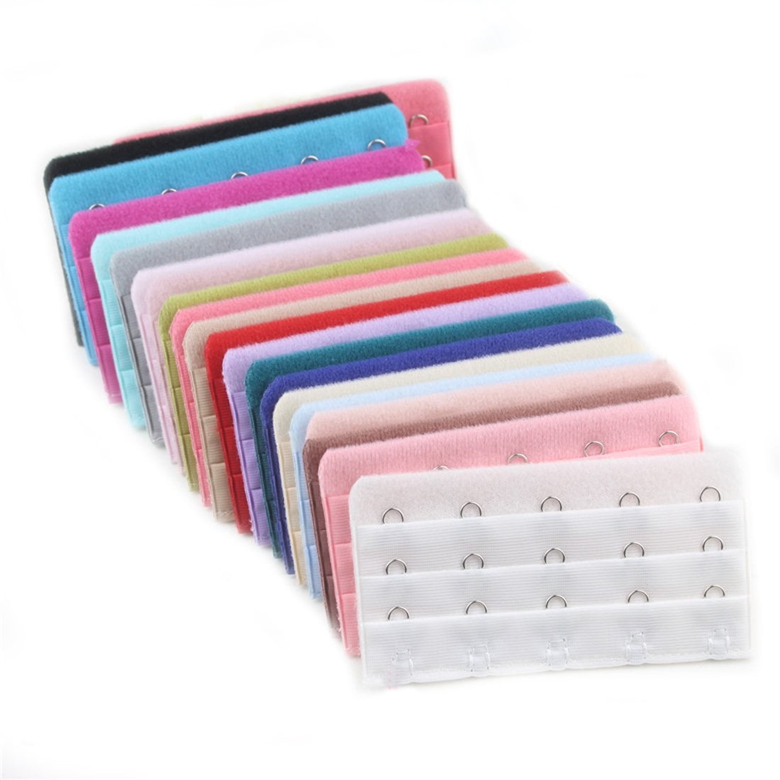 LinYooLi 20 Pcs Mixed Color Women 5 Hooks 3 Rows Spacing Bra Extender ...