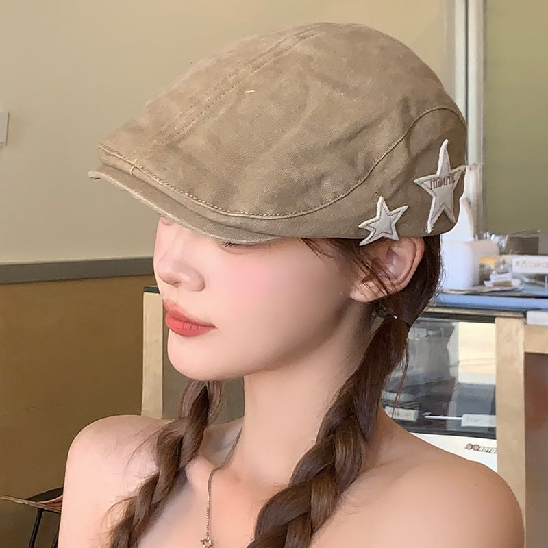LinYooLi American Retro Star Forward Hat Female British Leisure Simple ...