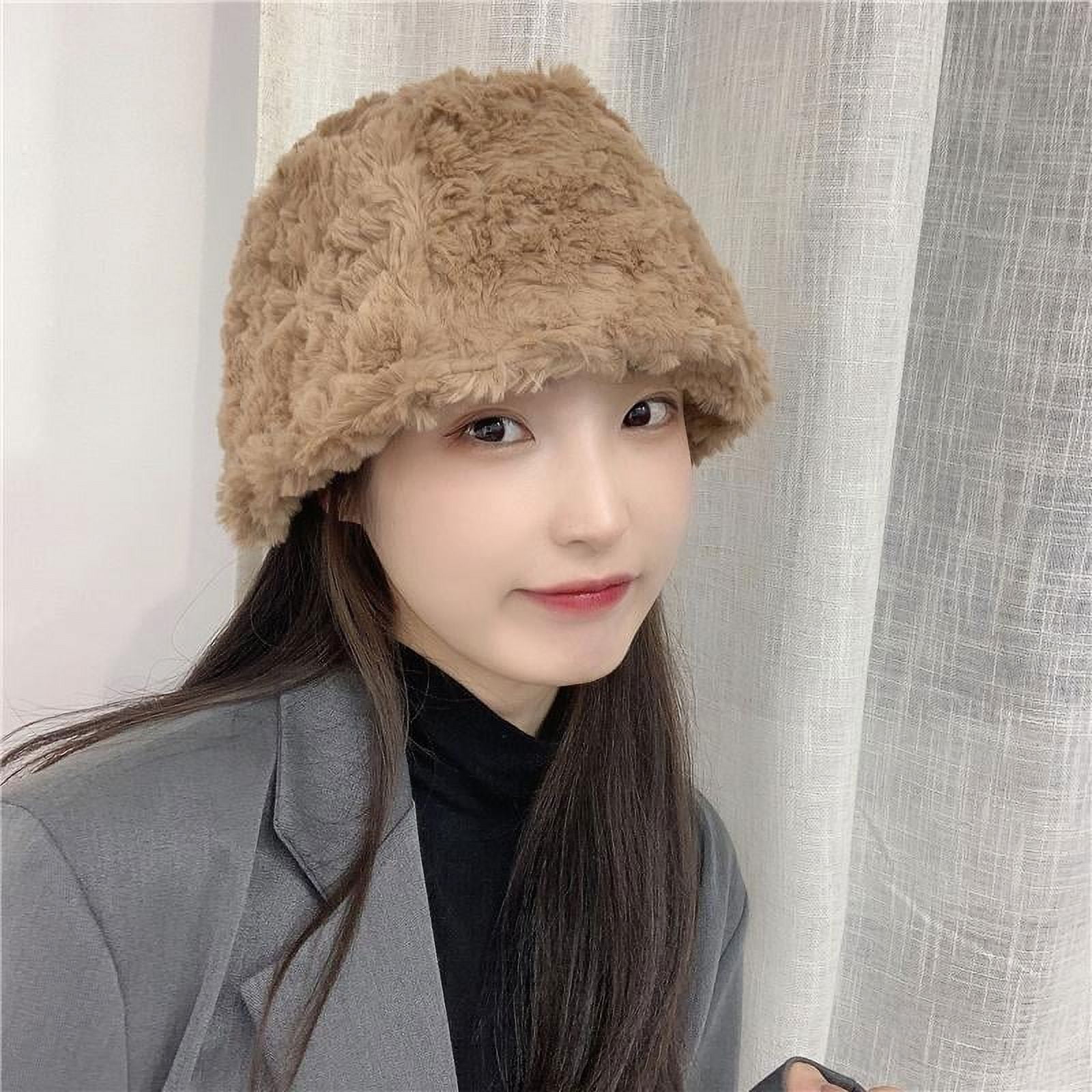 LinYooLi Bell Plush Bucket Hat Female Autumn And Winter Warm Short ...