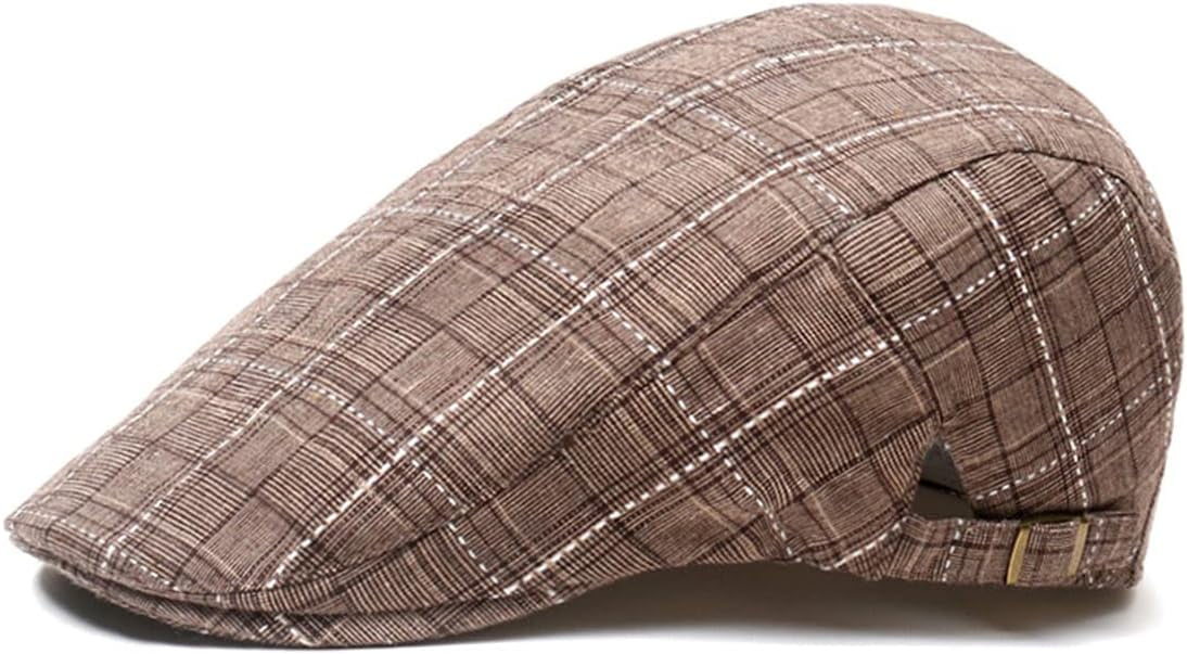 LinYooLi Beret Caps for Men, Elastic Driving Hat, Vintage Plaid Ivy ...