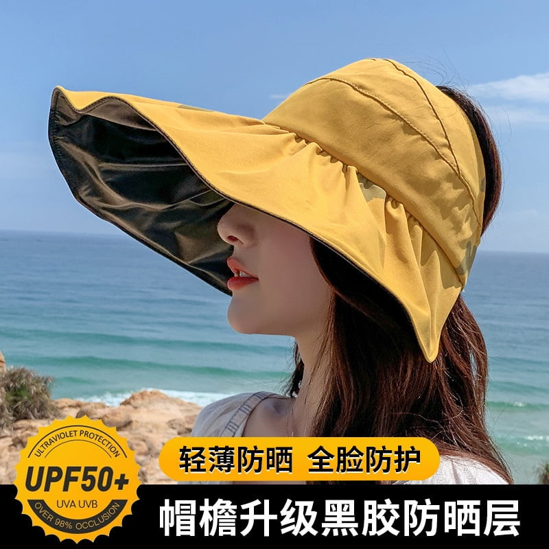LinYooLi Black Rubber Empty Top Fisherman Hat, UV Resistant Sunshade ...