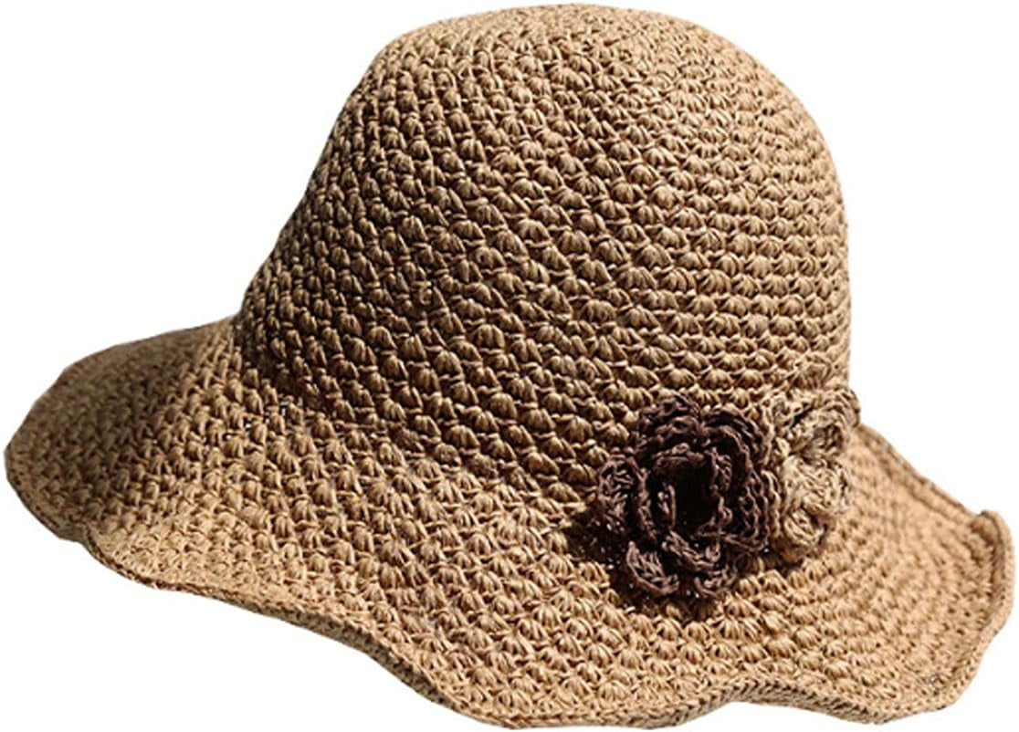 LinYooLi Bow Ribbon Wide Brim Sun UV Protection Straw Woven Sunhat Sun ...