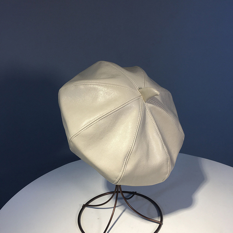 LinYooLi Breda Hat Female PU Leather Octagonal Hats Version Of Spring ...
