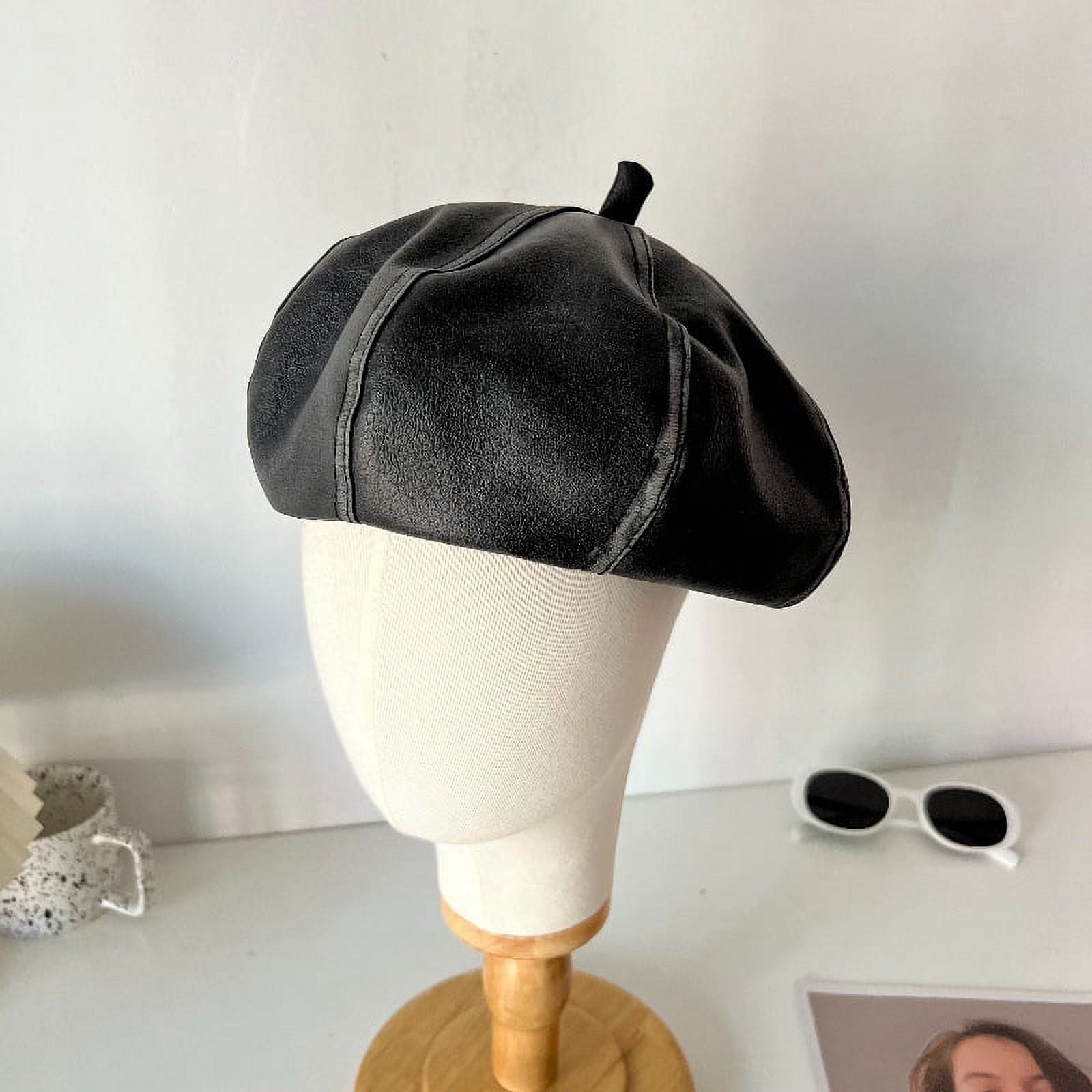 LinYooLi British Retro Brown PU Leather Octagonal Beret. Female Autumn ...