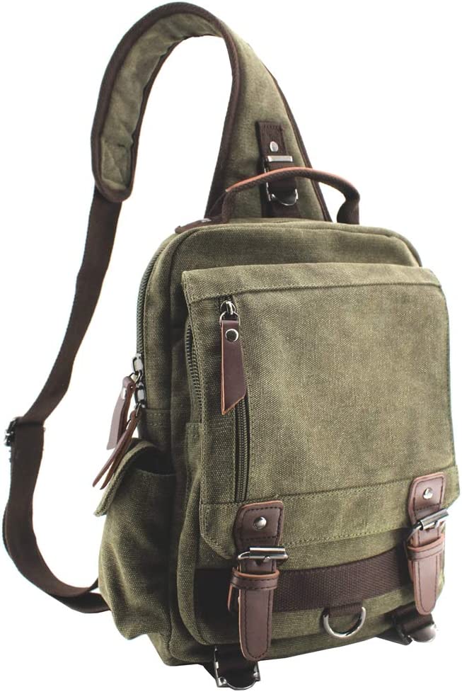 LinYooLi Canvas Shoulder Backpack Travel Rucksack Sling Bag Cross Body ...