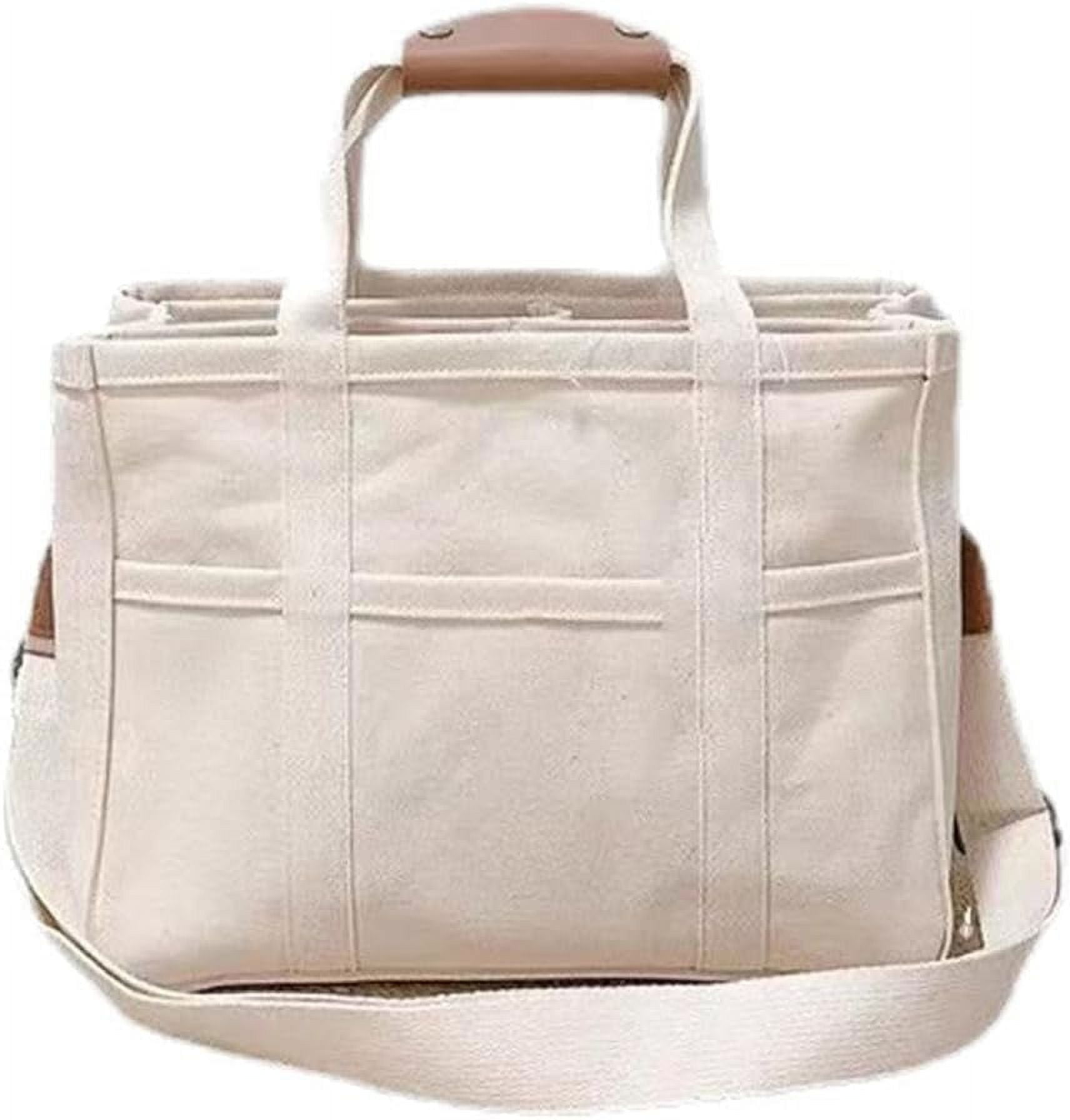 LinYooLi Canvas Tote Bag with Multi Pockets for Women Tote Handbag ...