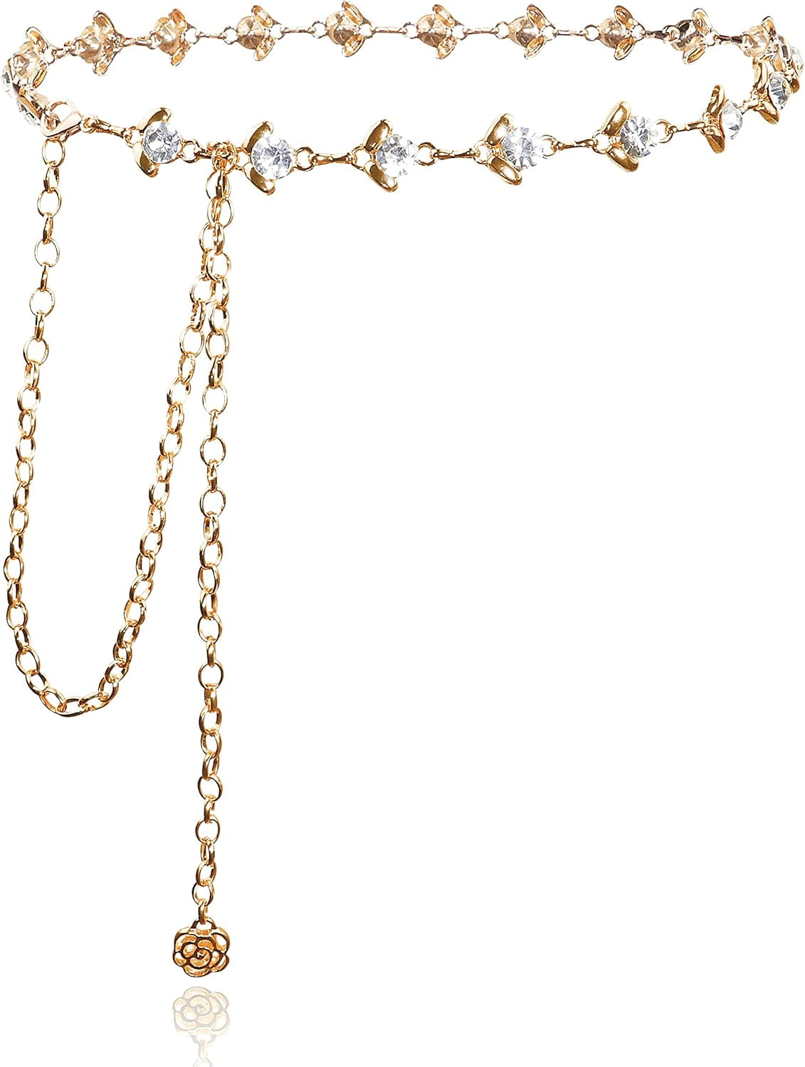 LinYooLi Chain Belt for Women,Rhinestone Crystal Waist Cahin Belts ...