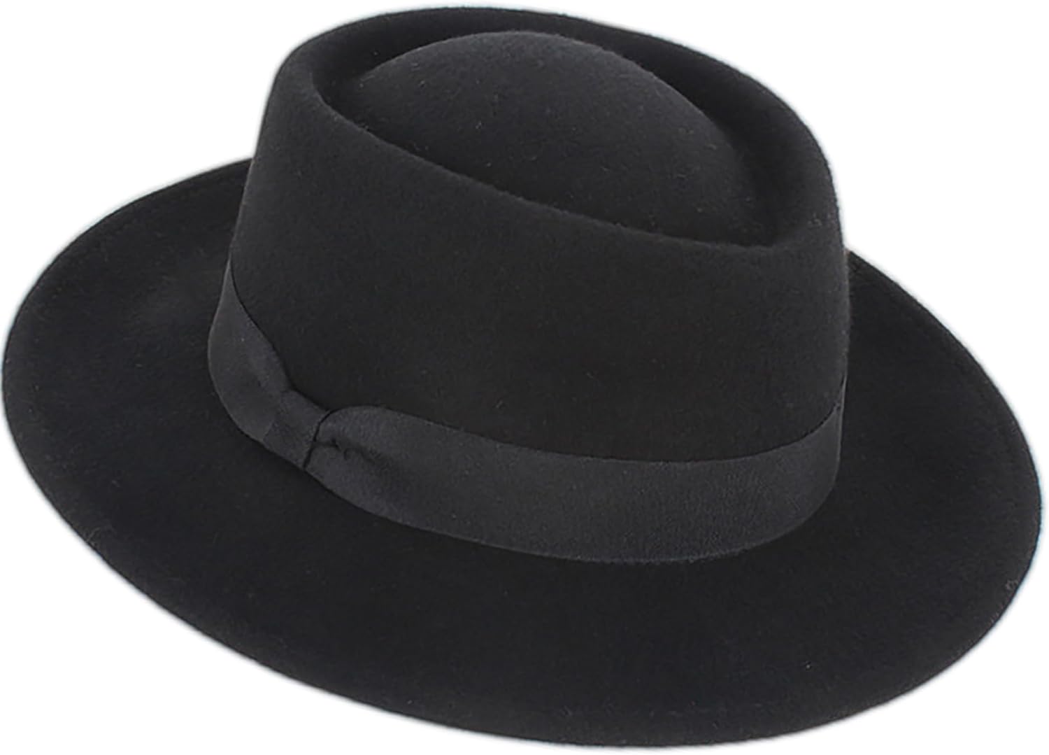 LinYooLi Classic Wool-Felt Pork-Pie-Hat for Men-Women - Vintage Wide ...
