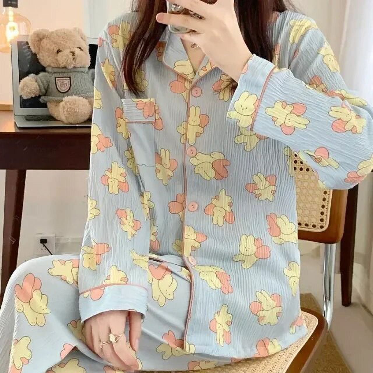 Linyooli Clothes Plus Pajamas Cartoon Female Lounge Sleepwear Dormir