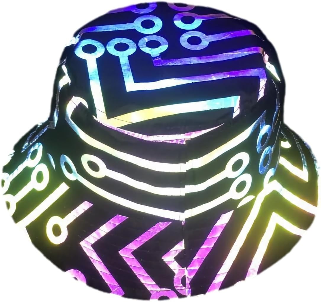 LinYooLi Cool Reflective Bucket Hat for Men Women Fluorescent Hat Glow ...