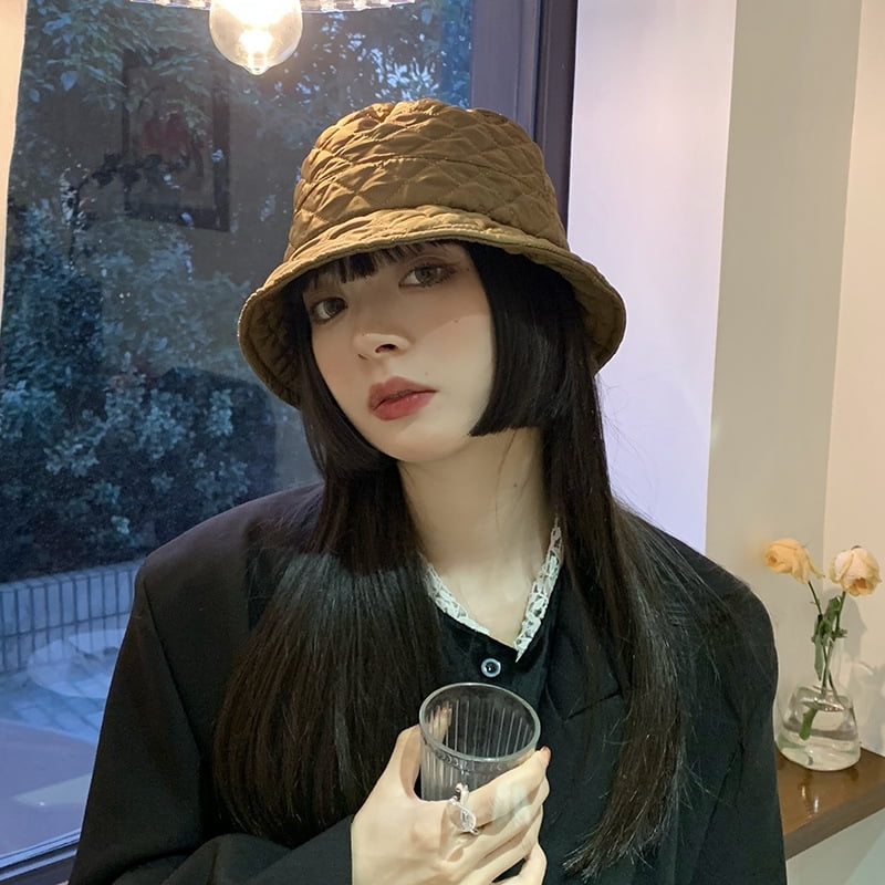 LinYooLi Diamond Shaped Lattice Fisherman Hat Female Thickened Warm ...