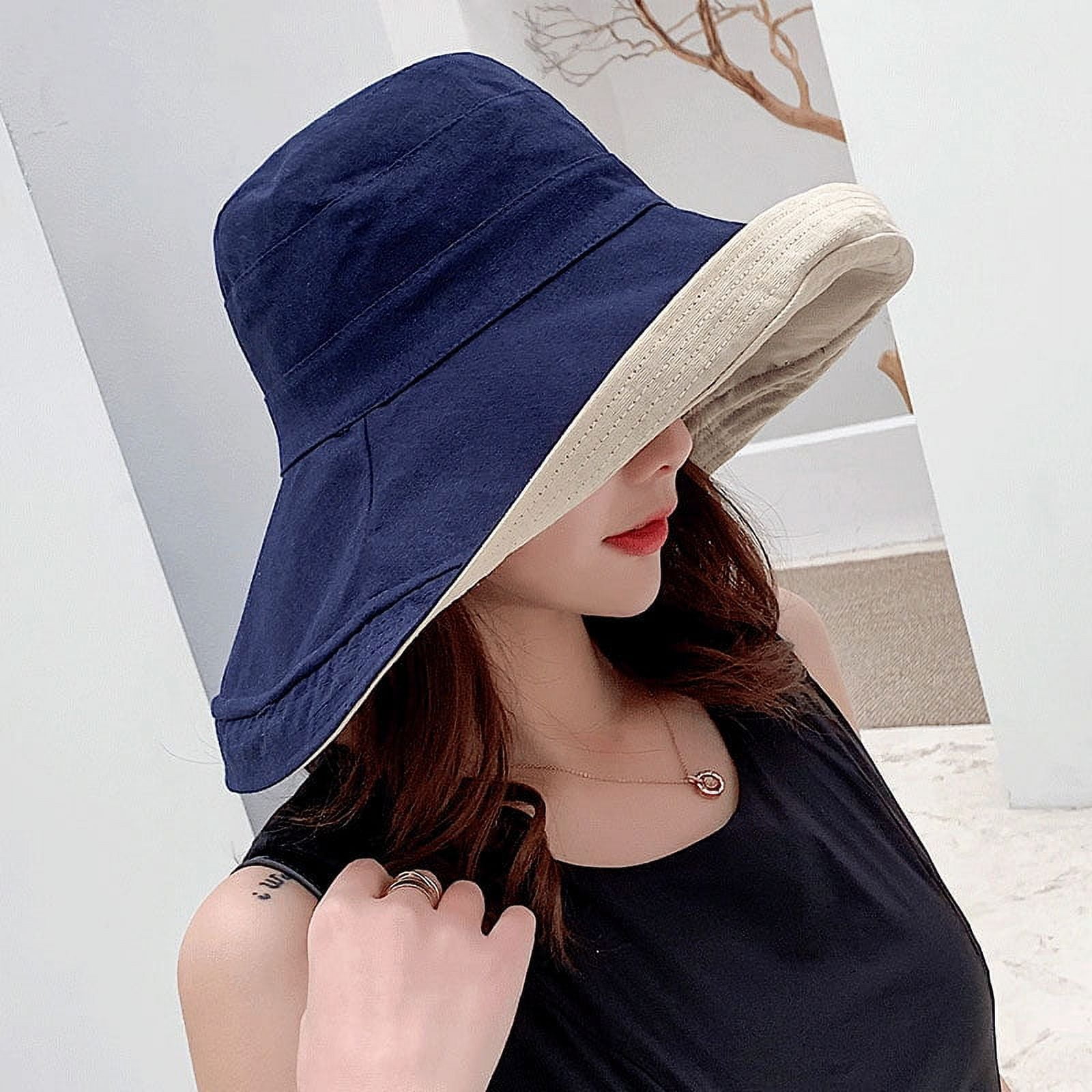 LinYooLi Double Sided Fisherman Hat Female Summer Shading Cap Big Along ...