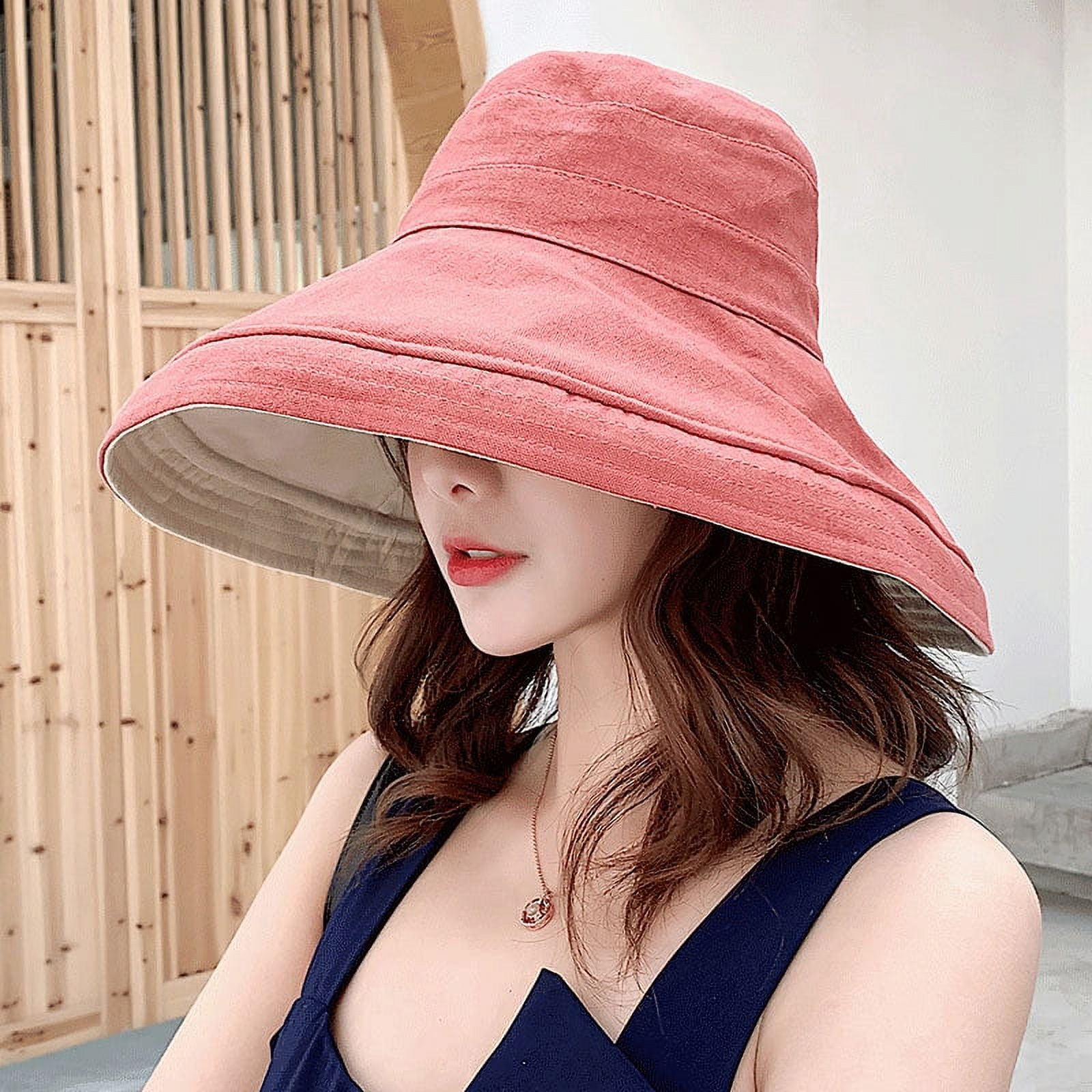 LinYooLi Double Sided Fisherman Hat Female Summer Shading Cap Big Along ...