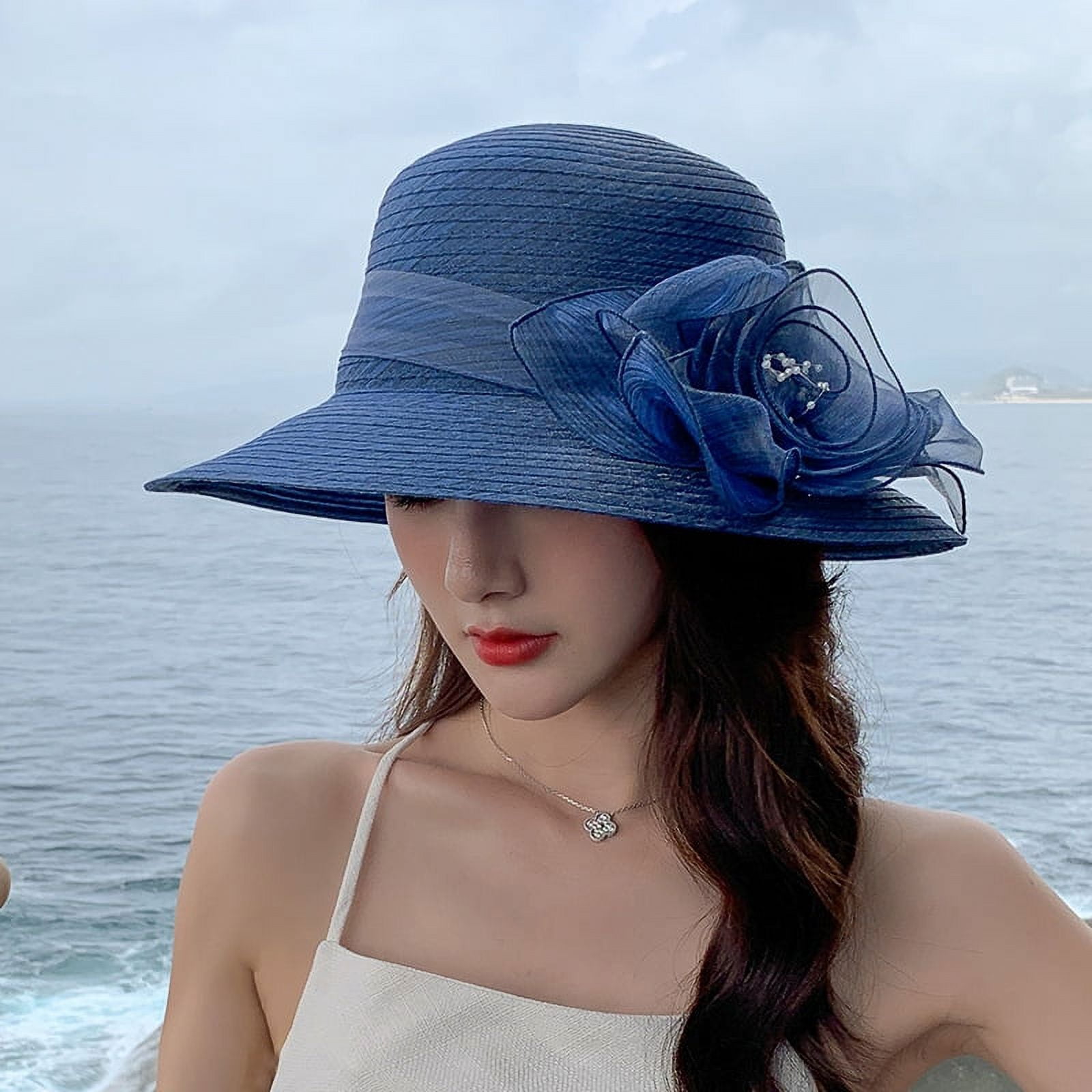 LinYooLi Eugenia Beach Hat For Women Outdoor Summer Sunshade And ...