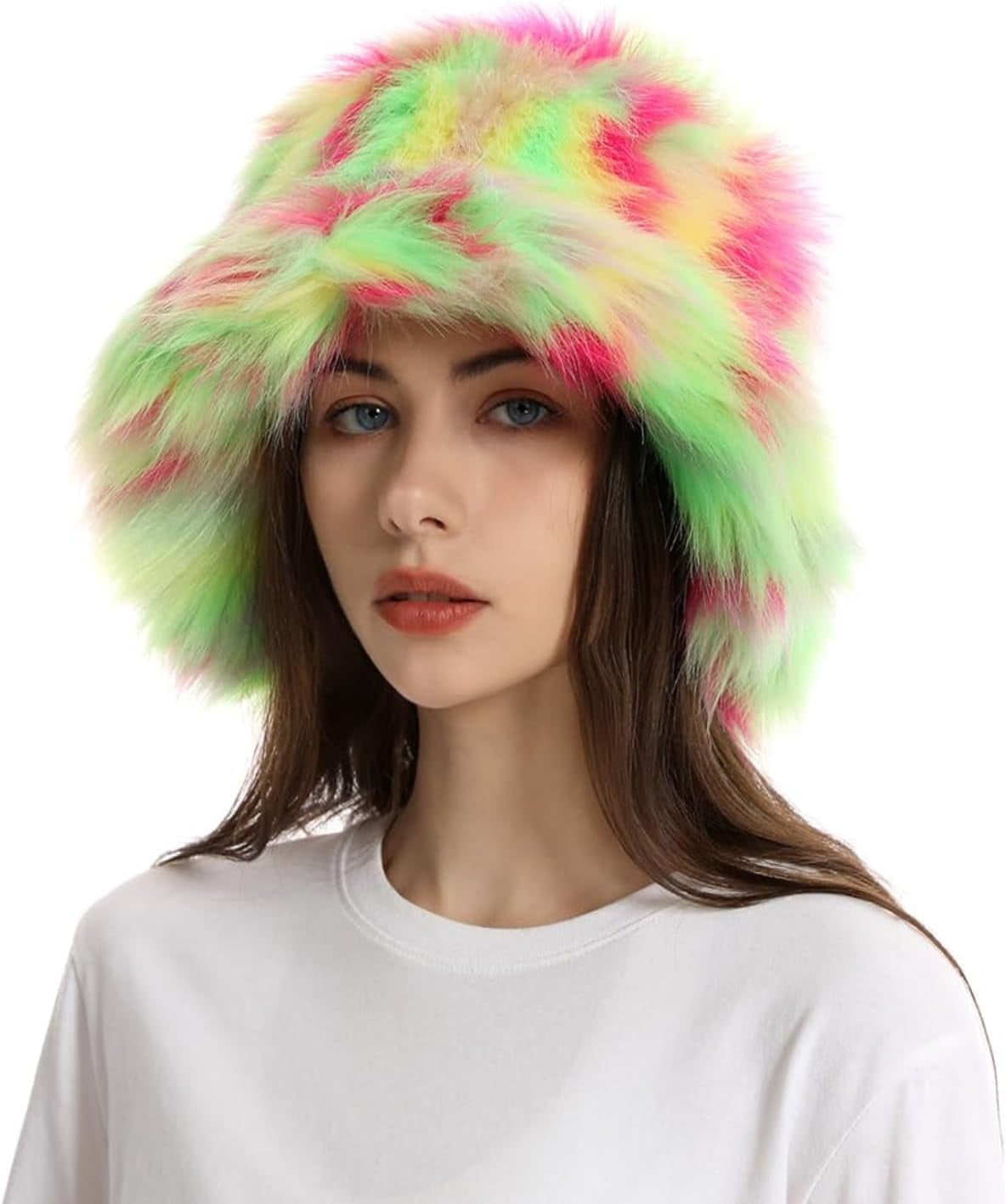 Linyooli Fashion Fuzzy Bucket Hat For Women Y2k Accessories Fluffy