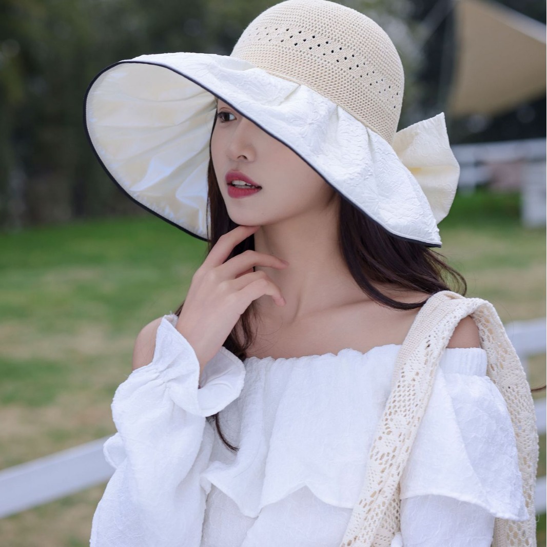 LinYooLi Fisherman Hat Female New Summer Fashion Sunny Ritting Hat Big Covering Face Face Full ...