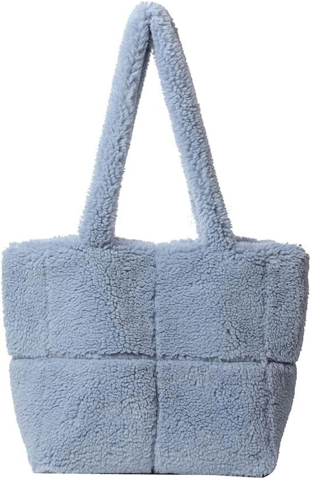 LinYooLi Fluffy Tote Bag Faux Fur Handbag for Women Soft Fuzzy Tote ...