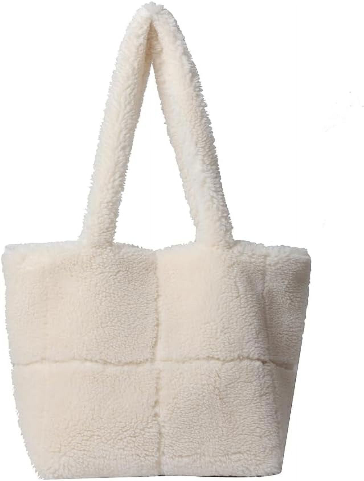 LinYooLi Fluffy Tote Bag Faux Fur Handbag for Women Soft Fuzzy Tote ...