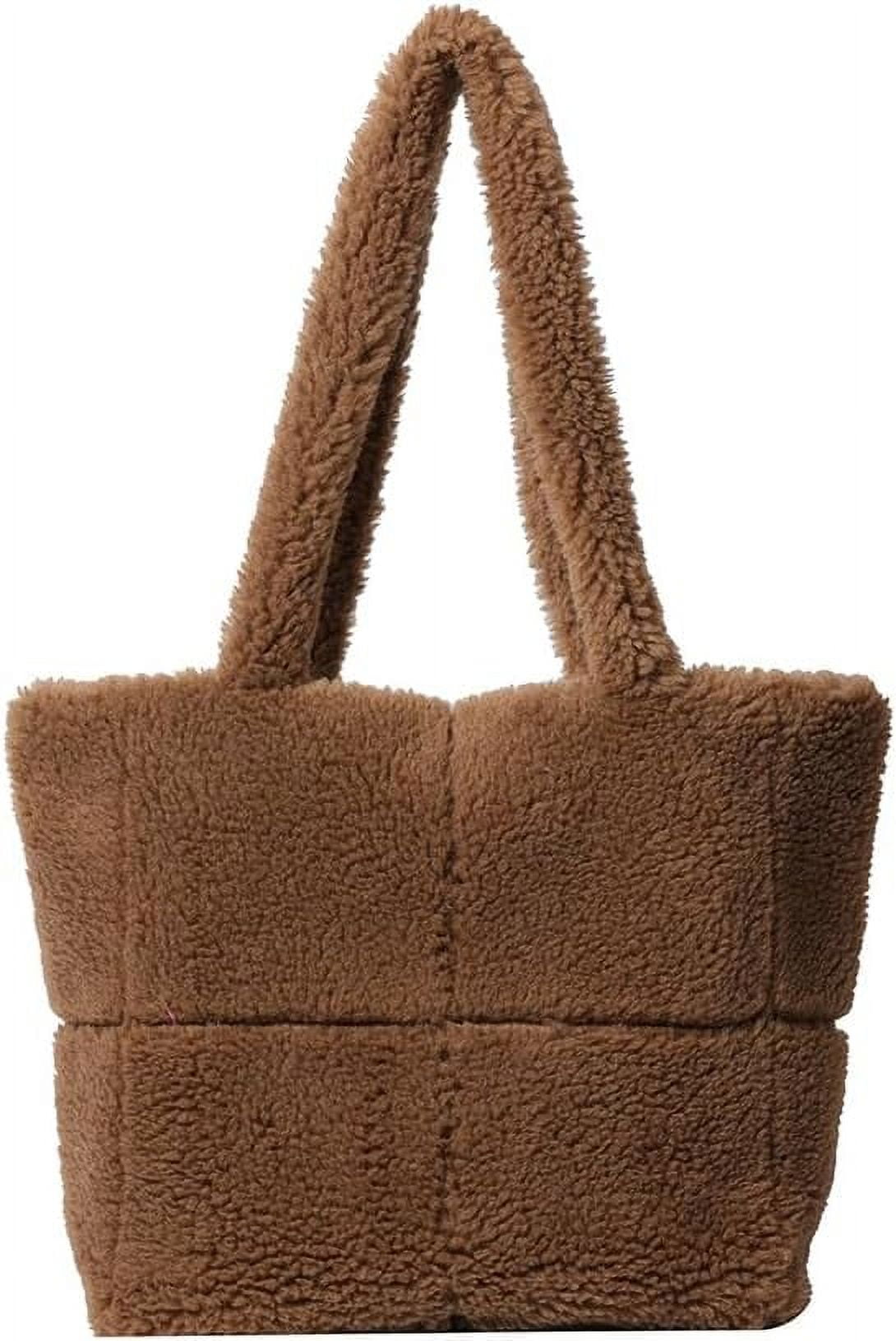 LinYooLi Fluffy Tote Bag Faux Fur Handbag for Women Soft Fuzzy Tote ...