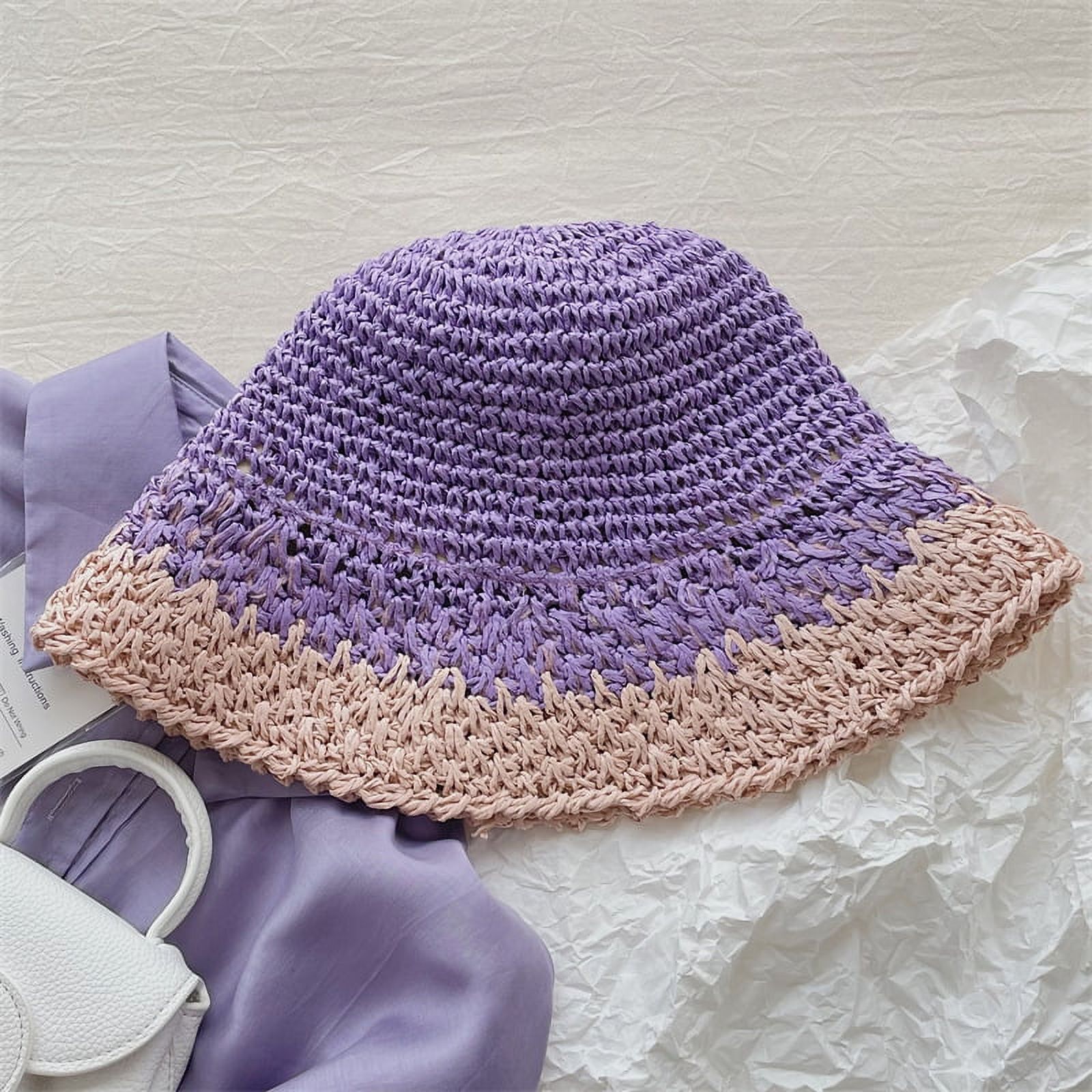 LinYooLi Folding Casual Straw Cap Color Hats, Female Sunscreen Caps ...