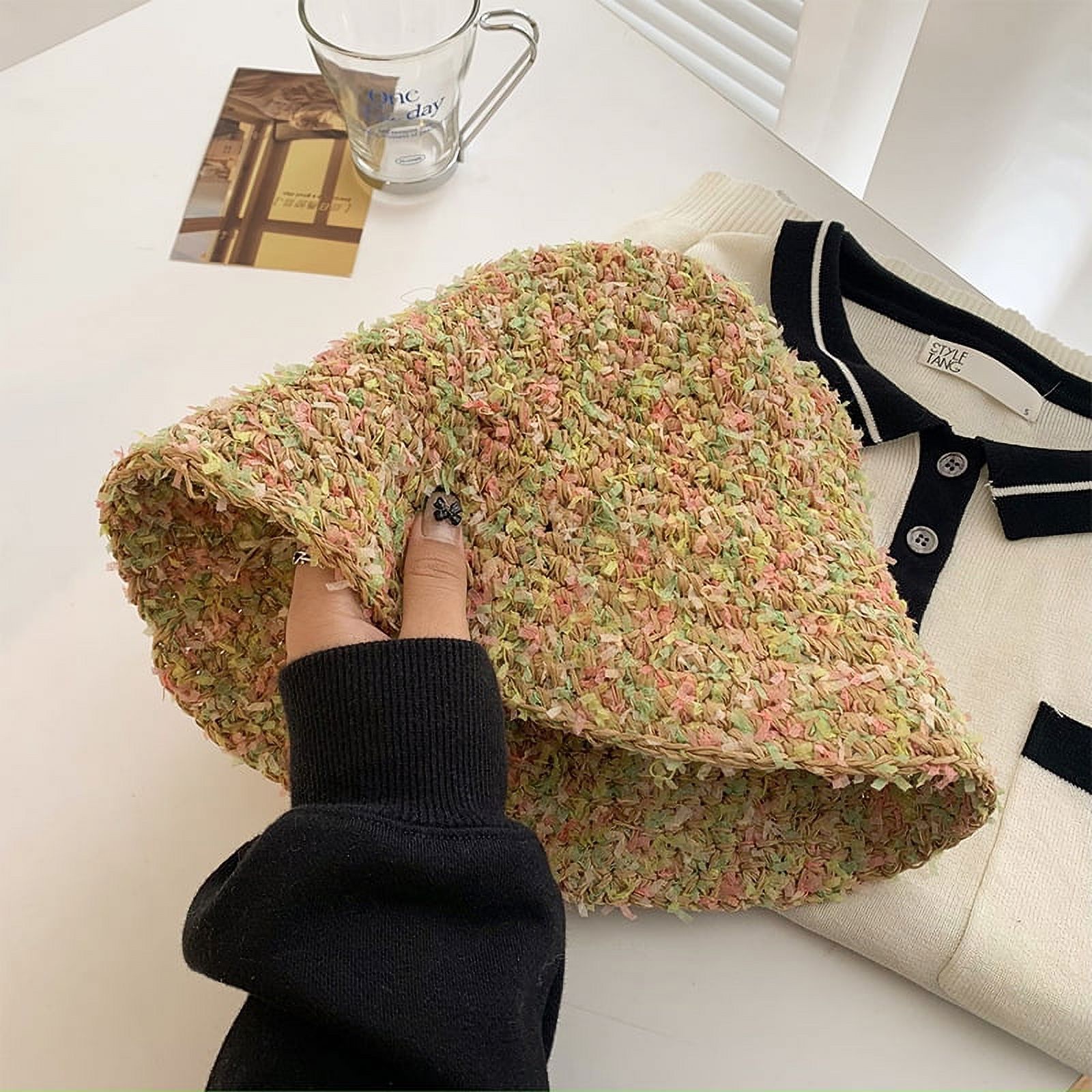 LinYooLi French Colorful Dopamine Straw Hat Female Summer Out Of The ...