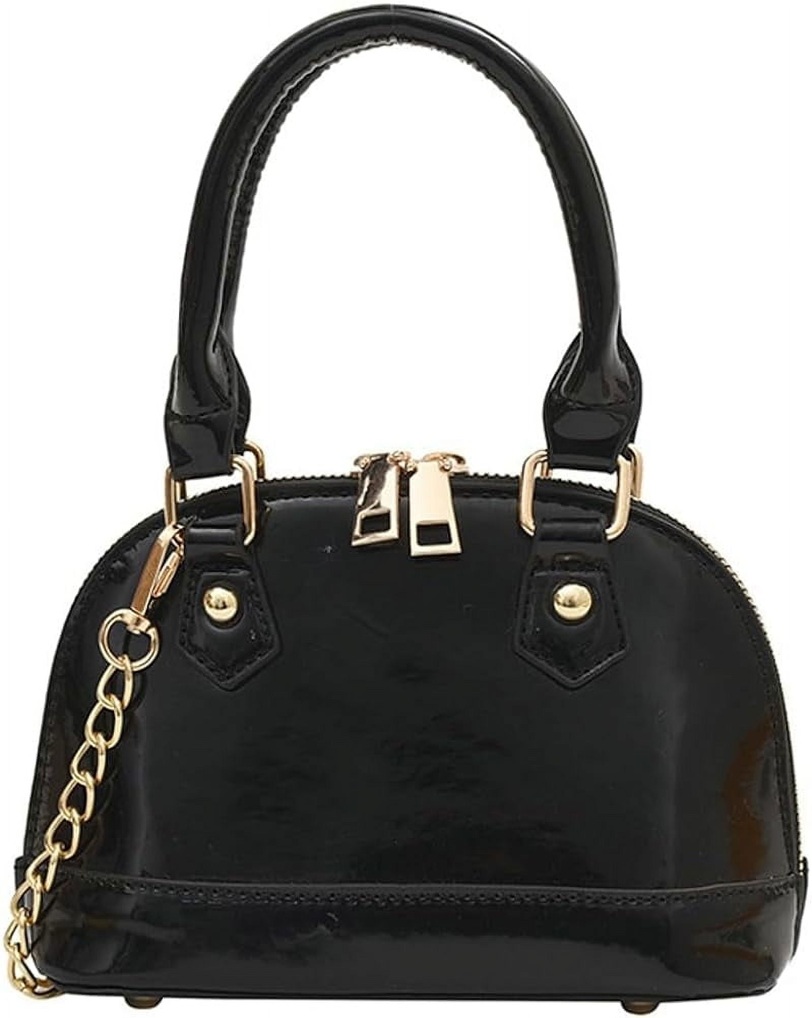 LinYooLi Glossy Faux Patent Leather Tote Hanbags Bright Color Satchels ...