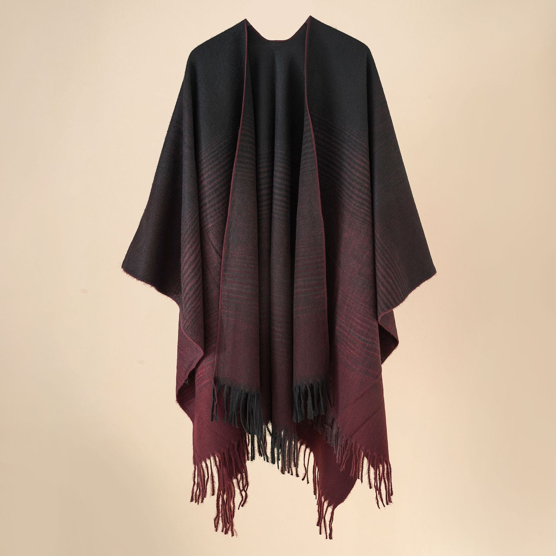LinYooLi Gradient Checkered Shawl Overlay Cloak Autumn/Winter Blanket ...