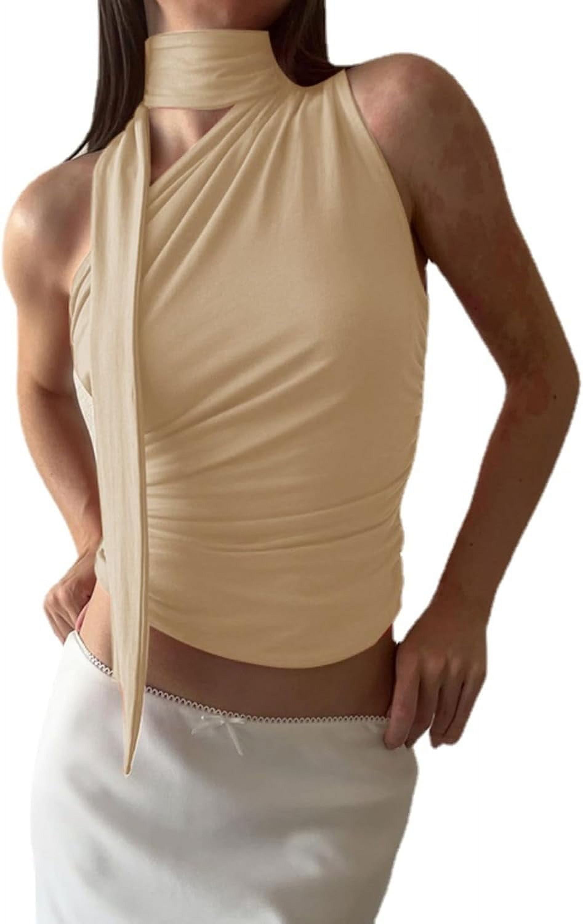 Linyooli Halter Top Y2k Tops Going Out Top Asymmetrical Tops For Women