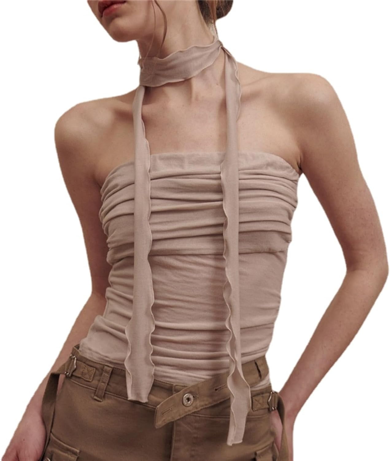 Linyooli Halter Top Y2k Tops Going Out Top Asymmetrical Tops For Women