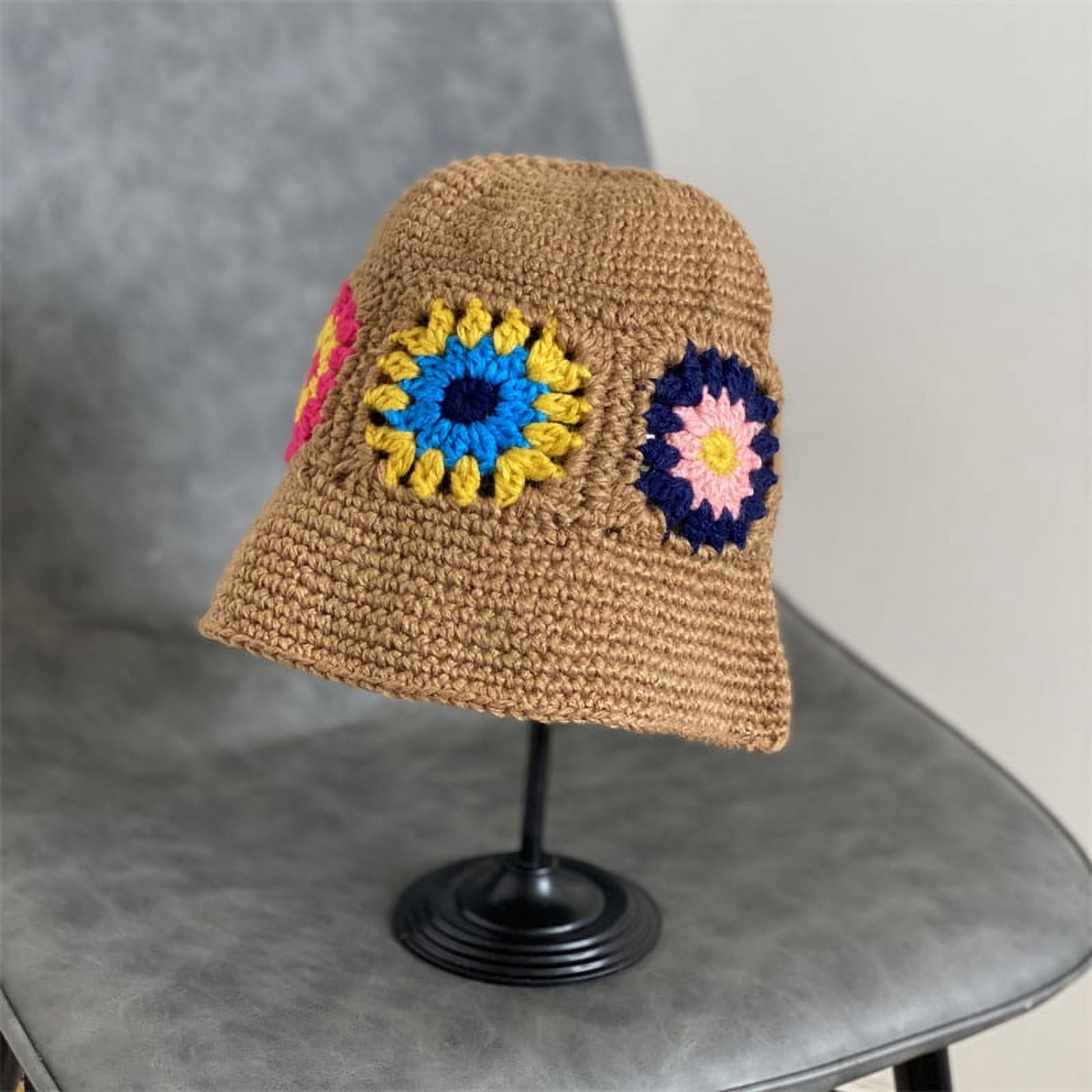 LinYooLi Handmade Knitted Flower Wool Hat Female Autumn And Winter ...