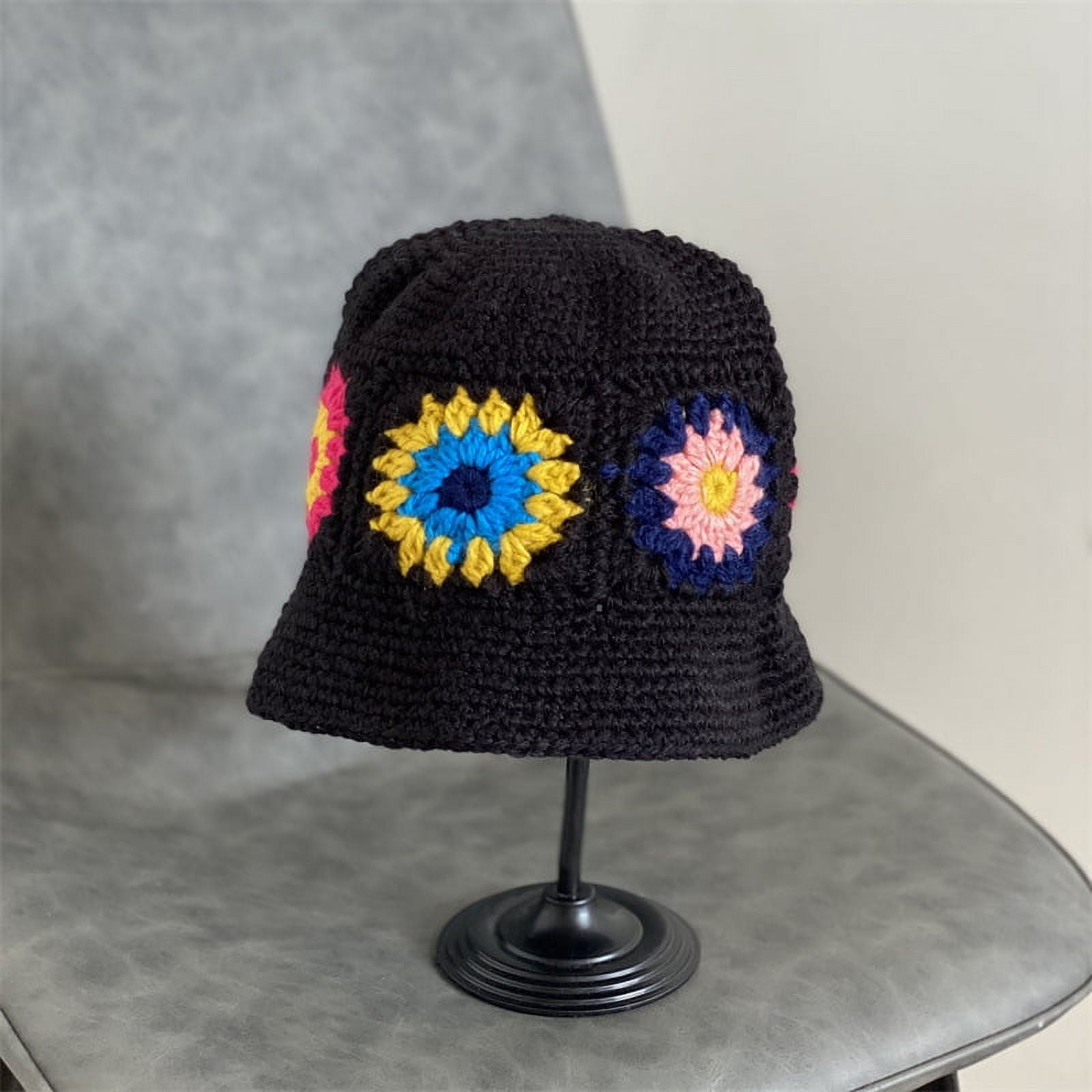 LinYooLi Handmade Knitted Flower Wool Hat Female Autumn And Winter ...