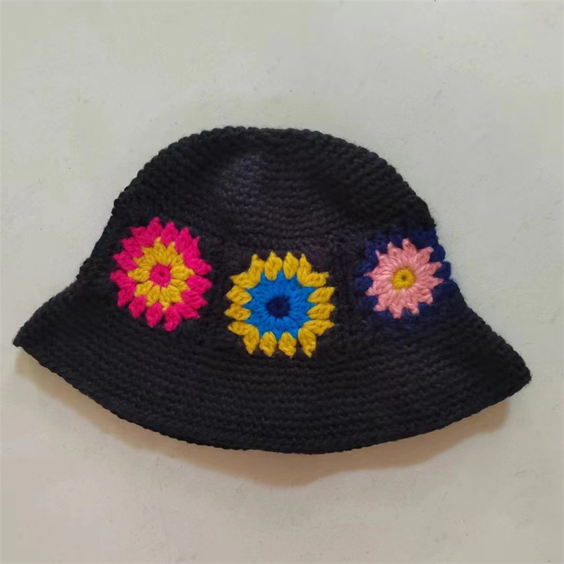 LinYooLi Handmade Knitted Flower Wool Hat Female Autumn And Winter ...