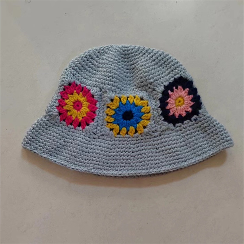 LinYooLi Handmade Knitted Flower Wool Hat Female Autumn And Winter ...