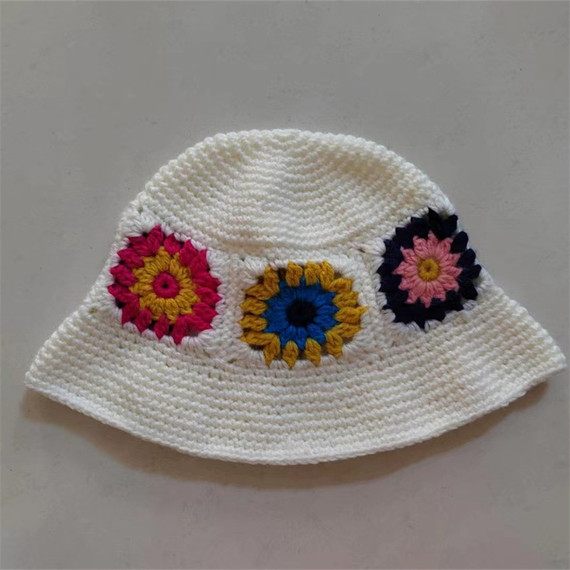 LinYooLi Handmade Knitted Flower Wool Hat Female Autumn And Winter ...
