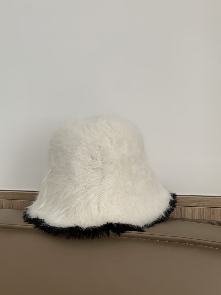 LinYooLi Hat Black Knitted Plush Fisherman Hat Female Autumn And Winter ...