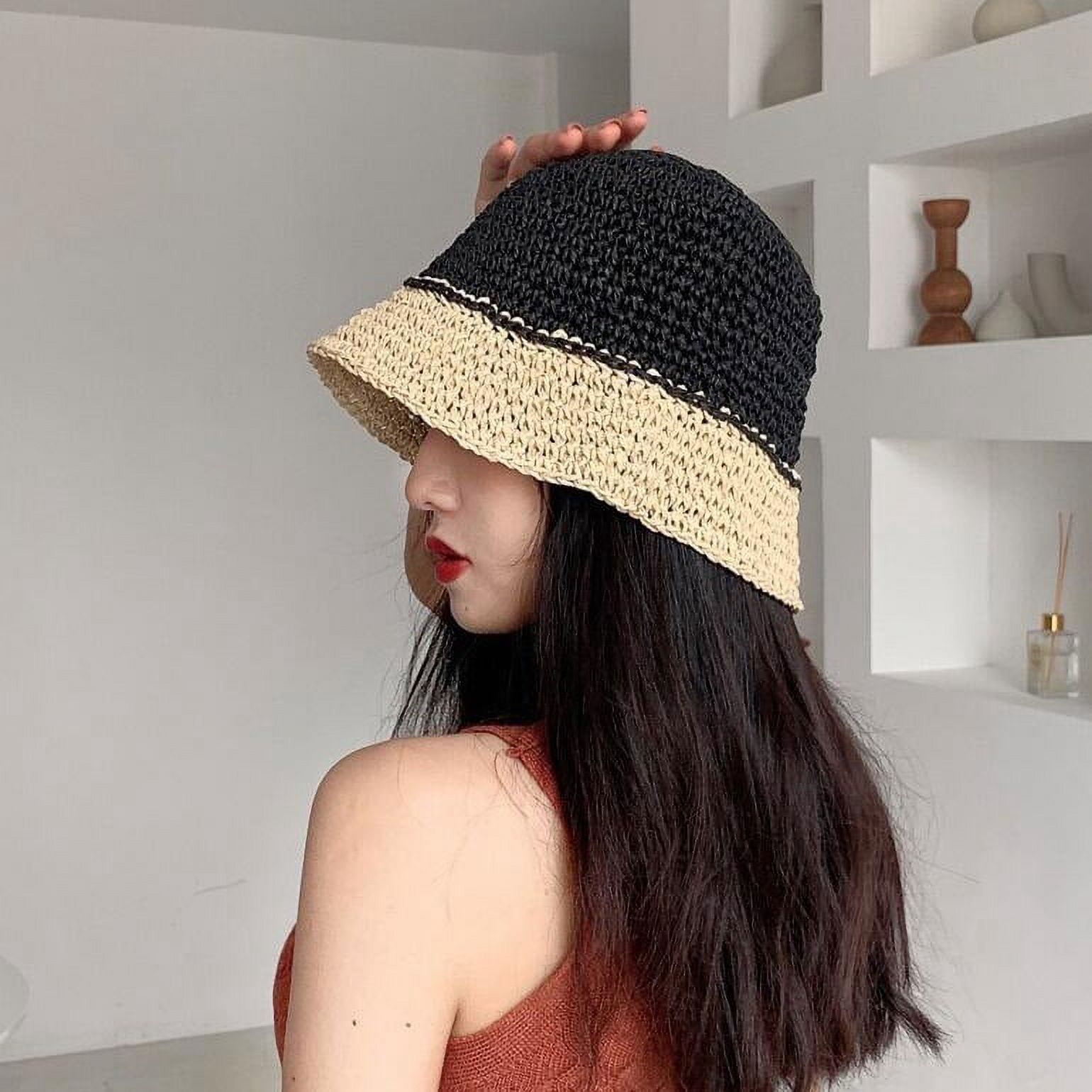 LinYooLi Hat Female Grass Editing Bucket Hat Shows Face Fisherman Hat ...