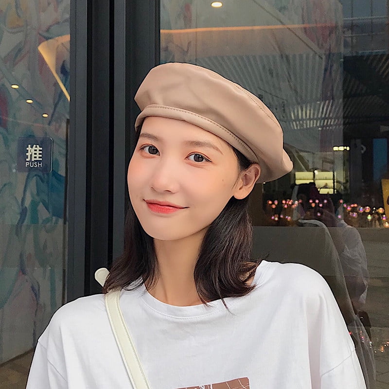 LinYooLi Hat Female Version Of PU Pippi Octagonal Beret. - Walmart.com