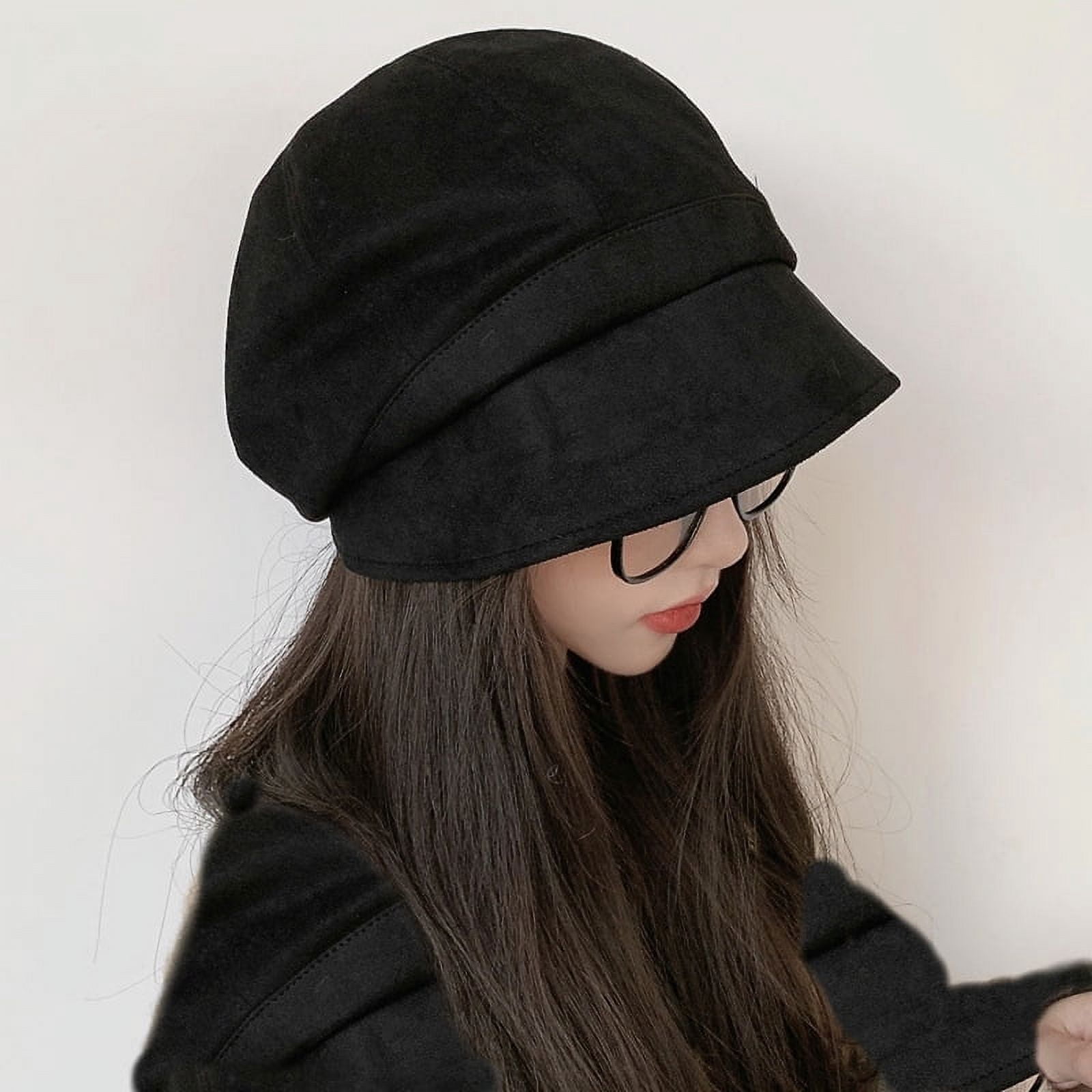 LinYooLi Hat Girl Autumn And Winter Suede Black Beret Small Incense ...