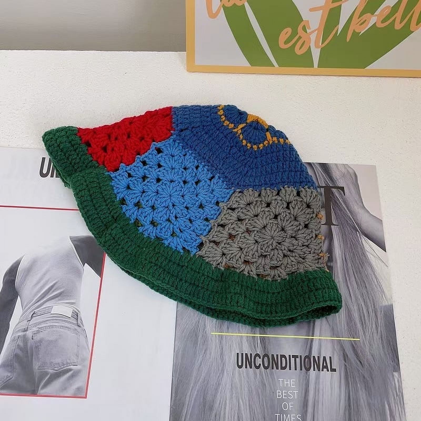 LinYooLi Hat Girl Spring And Summer Tide Color Hollow Knitted Fisherman ...