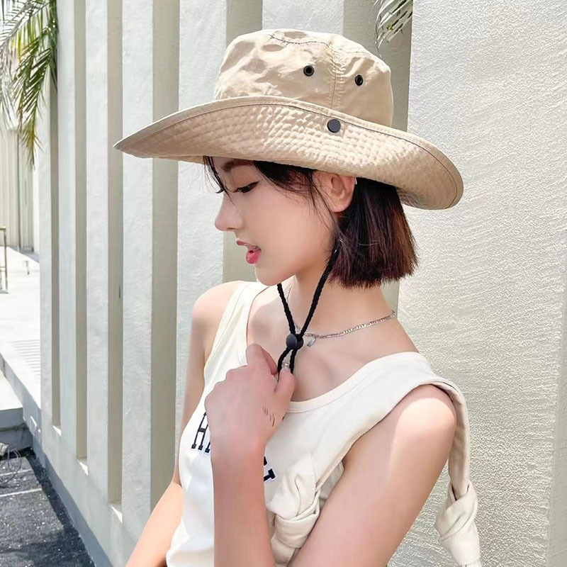 LinYooLi Hat Girl Summer Thin Pumping Rope Fisherman Hat Exposure Camp ...