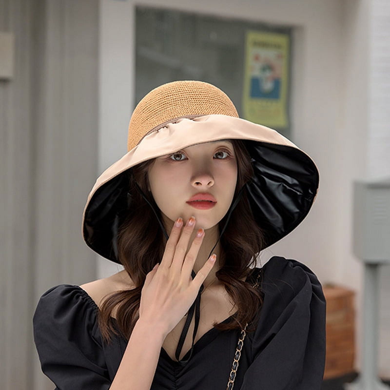 LinYooLi Hat Girl Summer Vinyl Storage Bag Fisherman Hat Straw Hat Bow ...