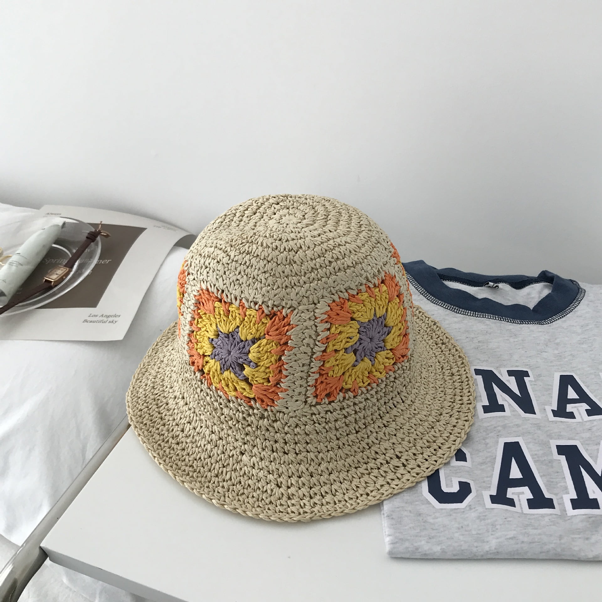 LinYooLi Heavy Worker Handmade Hook Needle Knit Straw Hats Female ...