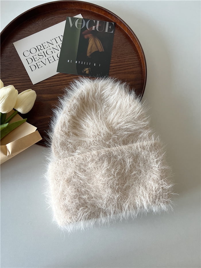 LinYooLi Imitation Rabbit Hair Knitted Wool Cap Female Winter Full ...