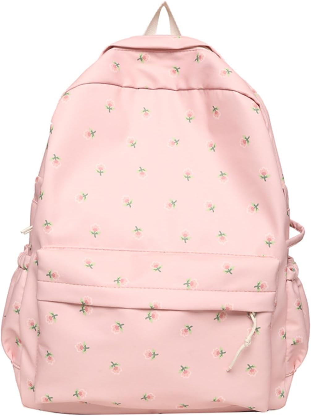LinYooLi Kawaii Floral Print Backpack with Pendant Preppy Backpack ...