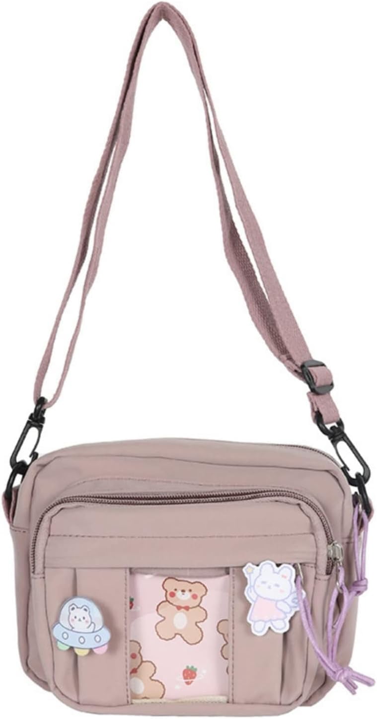 LinYooLi Kawaii Mini Messenger Bag Purse with Pins Women Cute Crossbody ...